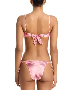 Aqua String Bikini Bottom - Gingham