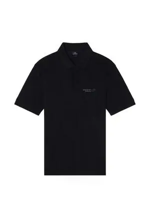 Armani Exchange Logo-print Short-sleeve Polo Shirt - Black