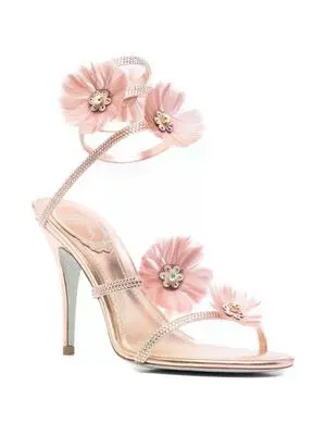 Rene Caovilla Jolene Floral-embellished Sandals - Pink