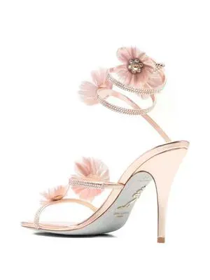 Rene Caovilla Jolene Floral-embellished Sandals - Pink