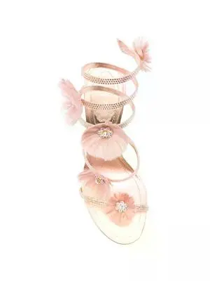 Rene Caovilla Jolene Floral-embellished Sandals - Pink