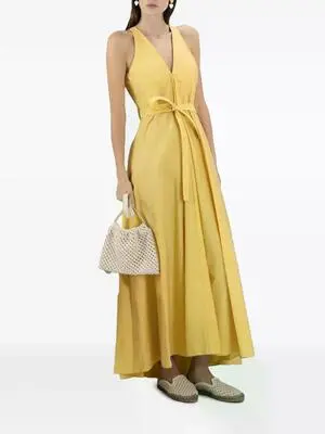 Brunello Cucinelli Belted V-neck Dress - Yellow