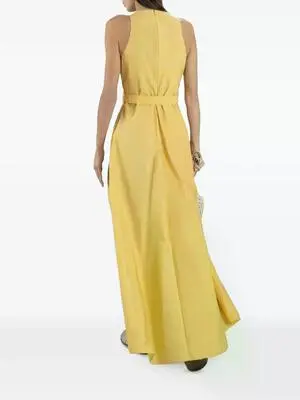 Brunello Cucinelli Techno Cotton Poplin Belted Maxi Dress - Yellow