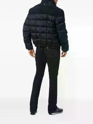 BILLIONAIRE Quilted Suede-panel Puffer Jacket - Blue