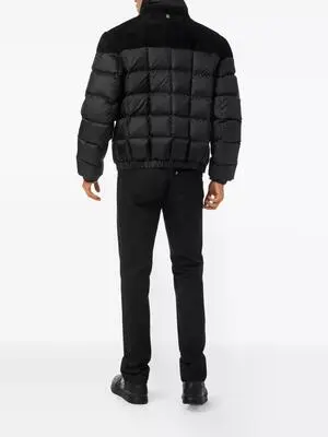BILLIONAIRE Quilted Suede-panel Puffer Jacket - Black