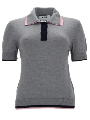 MSGM Polo In Wool With Double Border
