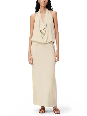 ALYSI Long Dress With Halter Neckline - Yellow