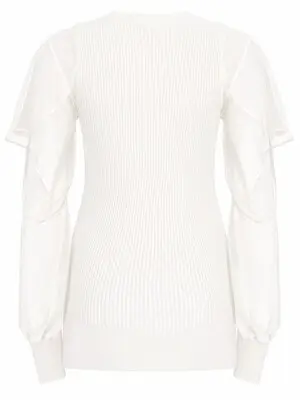 Sacai Top With Sheer Sleeves - White