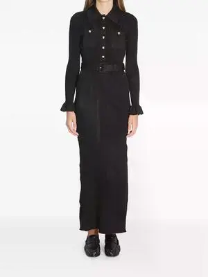 SELF-PORTRAIT Ribbed Frill Maxi Dress