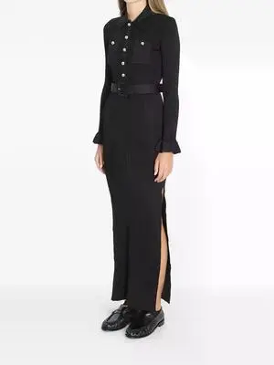 SELF-PORTRAIT Ribbed Frill Maxi Dress