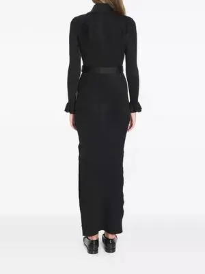 SELF-PORTRAIT Ribbed Frill Maxi Dress
