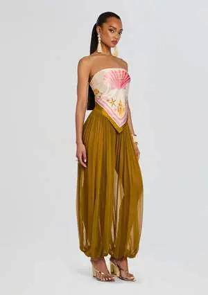 Retrofete Alivia Silk Top - Ochre Shell Foulard