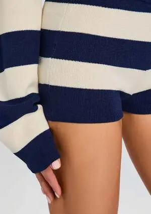 SEROYA Knit Hot Short - Eggshell/navy