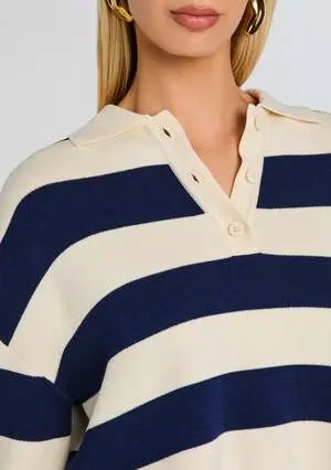 SEROYA Ryla Pullover Sweater - Eggshell/navy