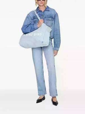 ANINE BING Logo Cotton Tote Bag - Blue