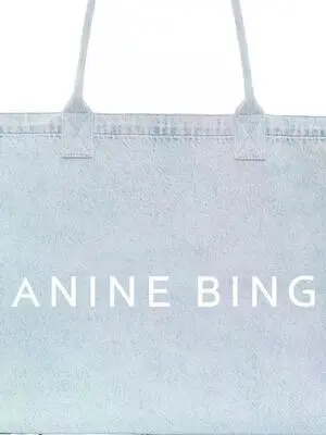 ANINE BING Logo Cotton Tote Bag - Blue