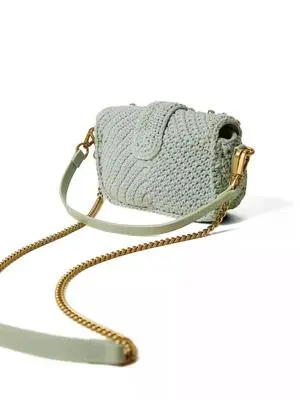TWINSET Crochet Shoulder Bag With Rhinestone Embellishments - Blue