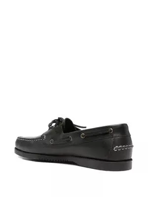 Paraboot Barth Leather Boat Shoes - Black