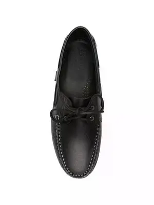 Paraboot Barth Leather Boat Shoes - Black