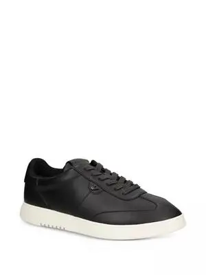 Emporio Armani Leather Sneakers With Logo Plaque