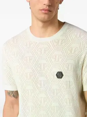 Philipp Plein Openwork Monogram T-shirt - Neutrals