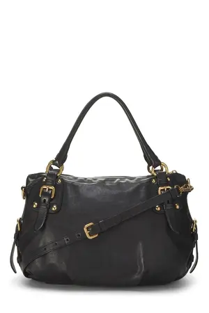 Prada Calfskin Leather Buckle Handbag
