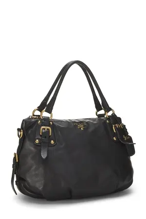 Prada Calfskin Leather Buckle Handbag