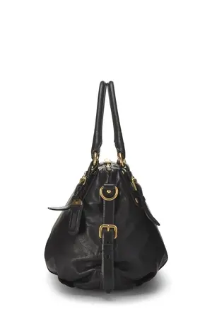 Prada Calfskin Leather Buckle Handbag