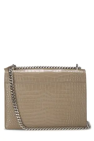 Saint Laurent Sunset Embossed Leather Shoulder Bag - Beige