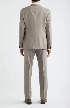 Emporio Armani Mélange Wool & Silk Blend Peak Lapel Suit - Tan