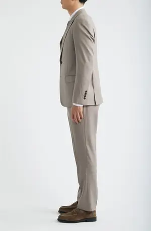 Emporio Armani Mélange Wool & Silk Blend Peak Lapel Suit - Tan