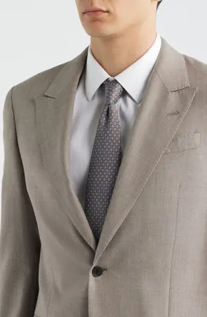 Emporio Armani Mélange Wool & Silk Blend Peak Lapel Suit - Tan