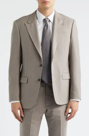 Emporio Armani Mélange Wool & Silk Blend Peak Lapel Suit - Tan