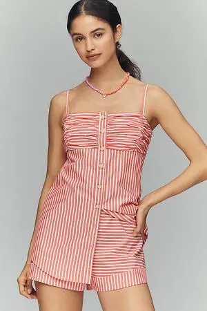 Maeve Ruched Cotton Romper