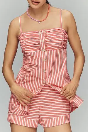 Maeve Ruched Cotton Romper