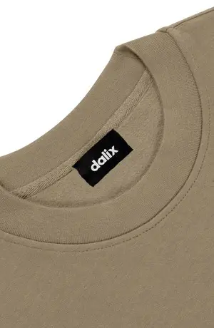 DALIX Relaxed Fit Midweight Fleece Crewneck Sweatshirt - Sand