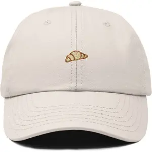 DALIX Croissant Embroidered Dad Cap Beige