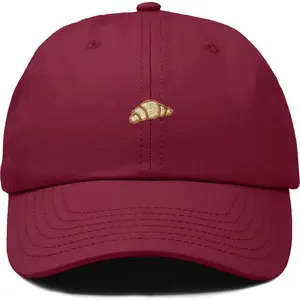 DALIX Croissant Embroidered Dad Cap - Maroon