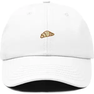 DALIX Croissant Embroidered Dad Cap White