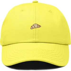 DALIX Croissant Embroidered Dad Cap - Yellow