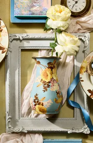 MACKENZIE-CHILDS Wild Rose Tall Vase - Blue