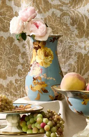 MACKENZIE-CHILDS Wild Rose Tall Vase - Blue
