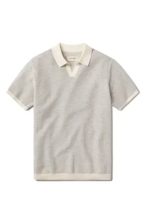 THE NORMAL BRAND Robles Bird's Eye Polo - Cream/grey
