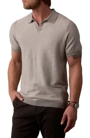 THE NORMAL BRAND Robles Bird's Eye Polo - Light Grey