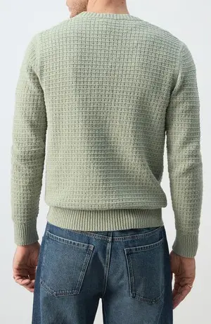 Mango Crewneck Open Knit Sweater - Mint Green