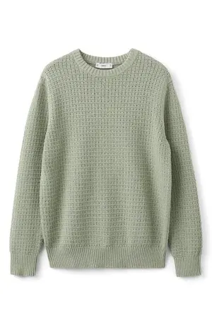 Mango Crewneck Open Knit Sweater - Mint Green