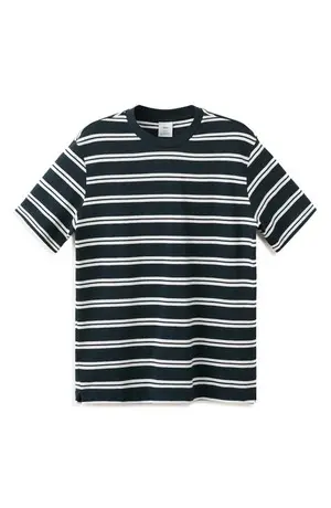Mango Regular Fit Stripe Cotton Blend T-shirt - Navy