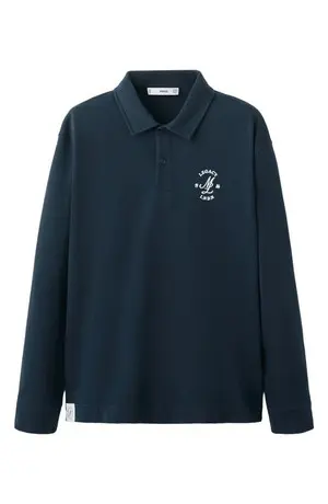 Mango Cotton Embroidered Graphic Polo