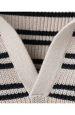 Mango Stripe Knit Polo - Beige