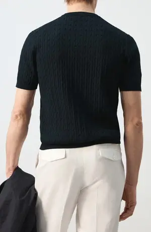 Mango Cable Stitch Short Sleeve Cotton Sweater